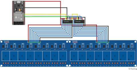 Controlling 8 relays with ESP32 and shift register • AranaCorp