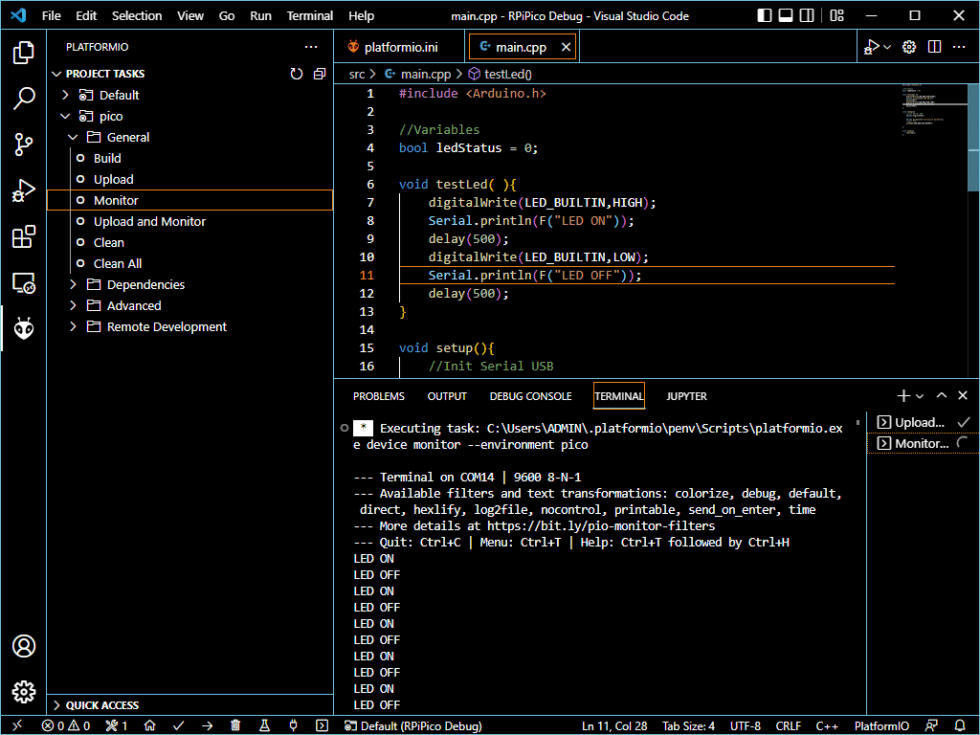 Programming a Raspberry Pi Pico in C++ with Visual Studio Code • AranaCorp